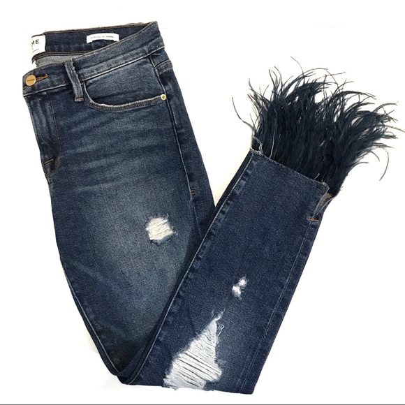 Frame Denim | Jeans | Frame Le Skinny De Jeanne Feather Fringe Jeans ...